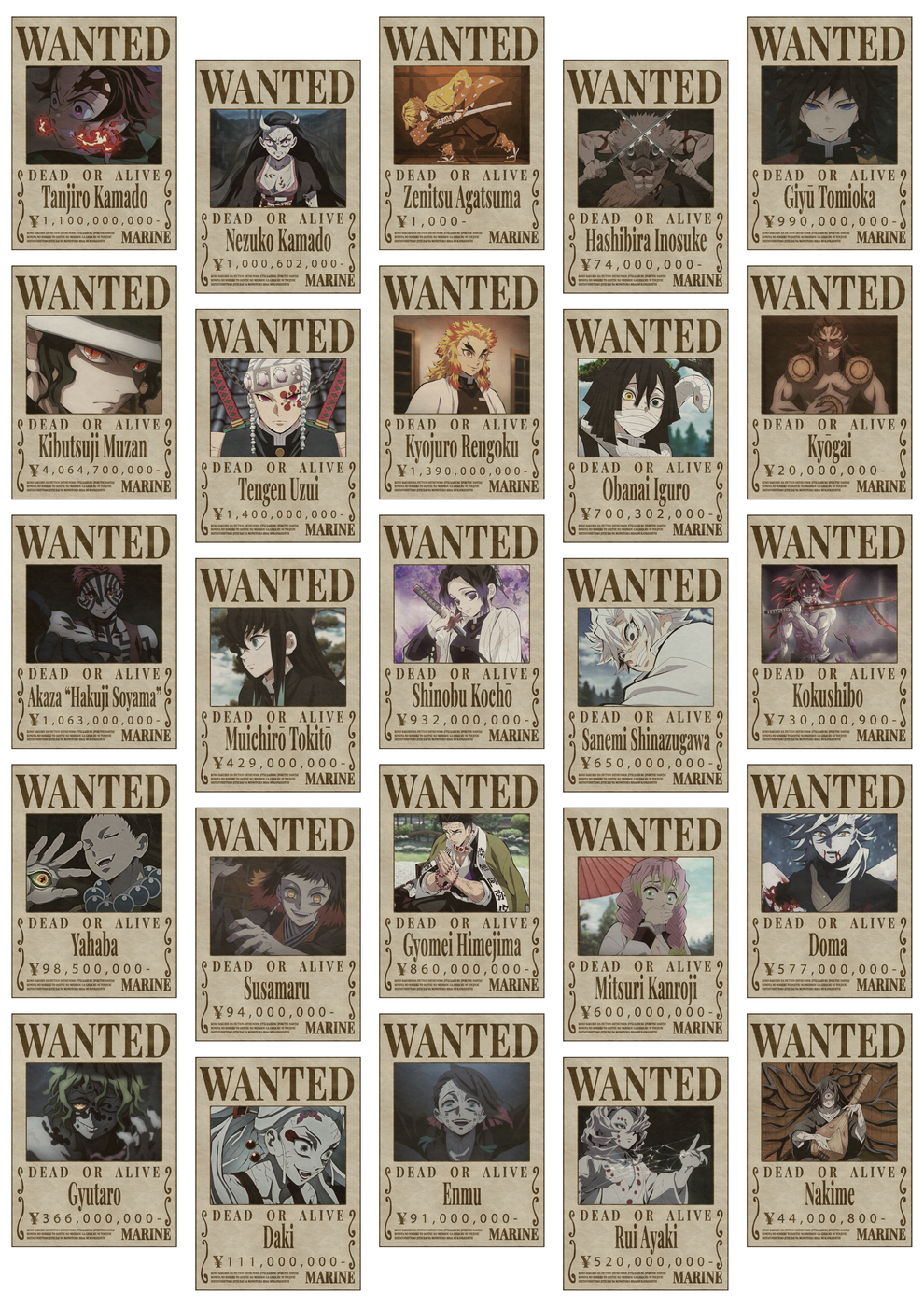 Demon Slayer Wanted Posters – Craftsingh