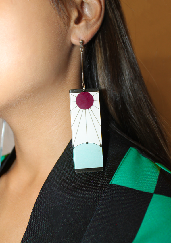 Demon Slayer Tanjiro Hanafuda Piercing Earrings – Craftsingh
